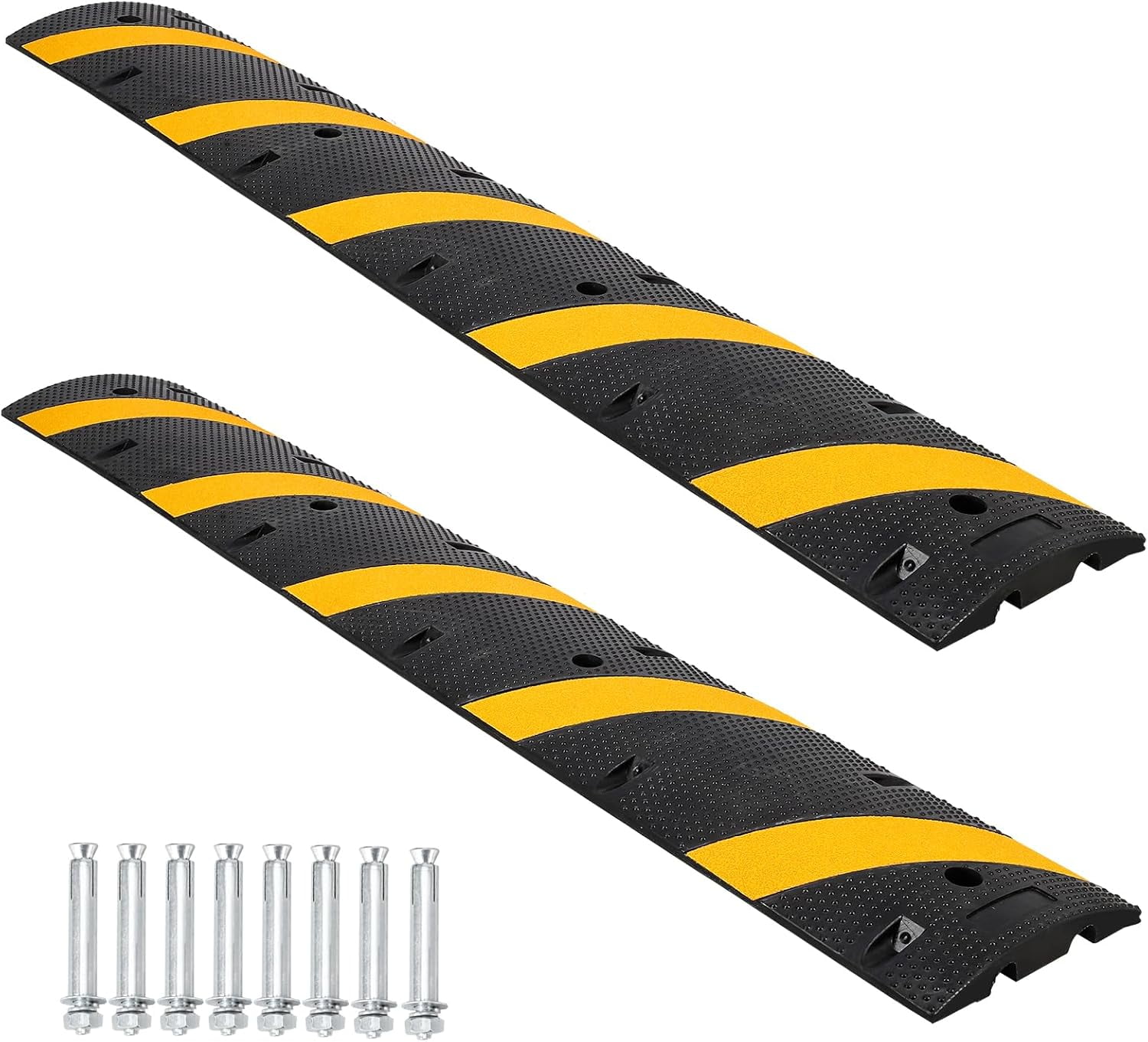 Rubber Speed Bump, 2 Pack 2-Channel Modular Traffic Driveway Speed Bump ...