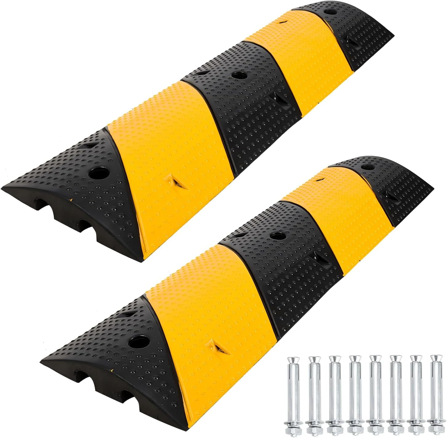 Rubber Speed Bump, 2 Pack 2-Channel Modular Traffic Driveway Speed Bump ...