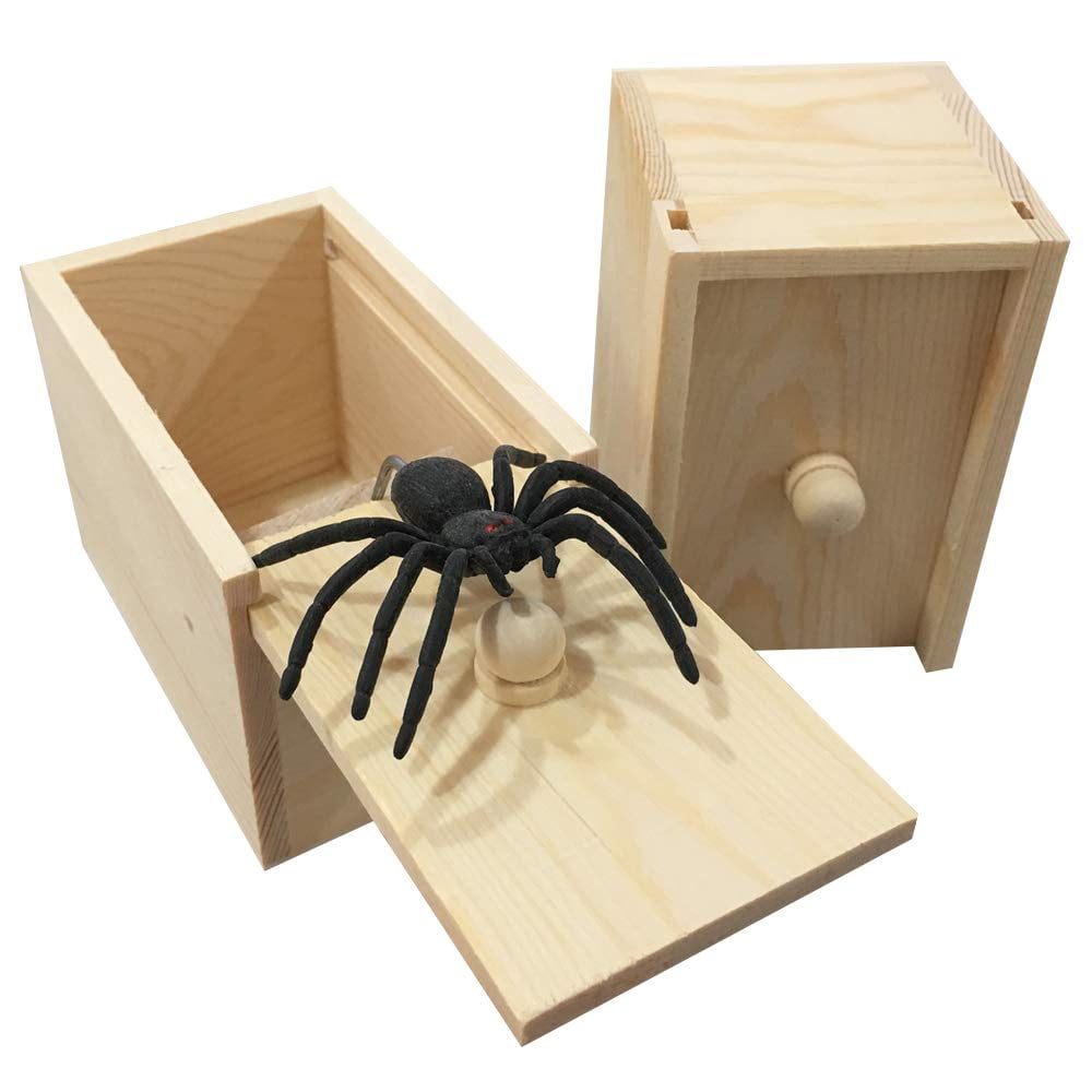 Rubber Spider Prank Box, Funny Wooden Spider Surprise in a Box,Pranks ...