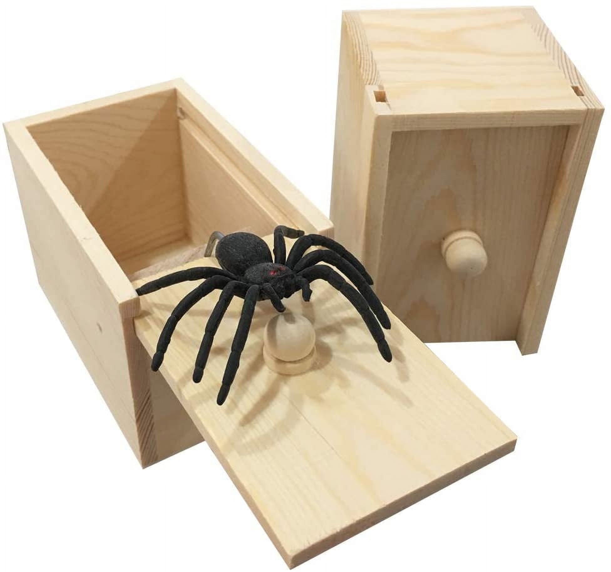 Handcrafted Wooden Prank Box with Rubber Spider, Surprise Money Box ...