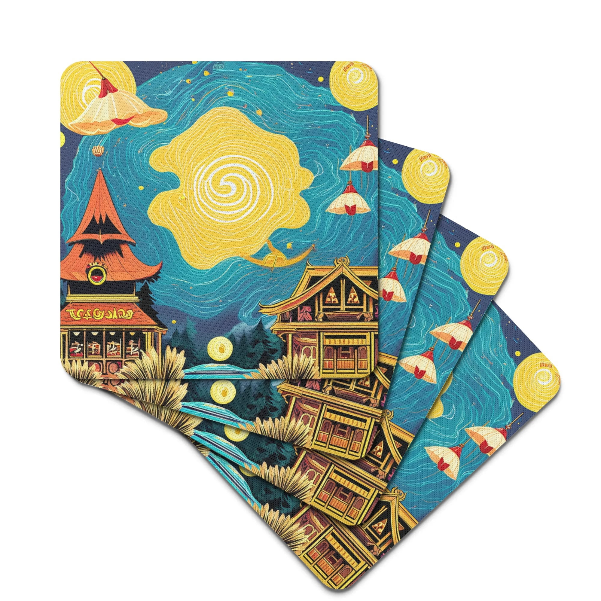 Rubber Square Coasters with Cartoon Style Not Easily Deformed Soft and ...
