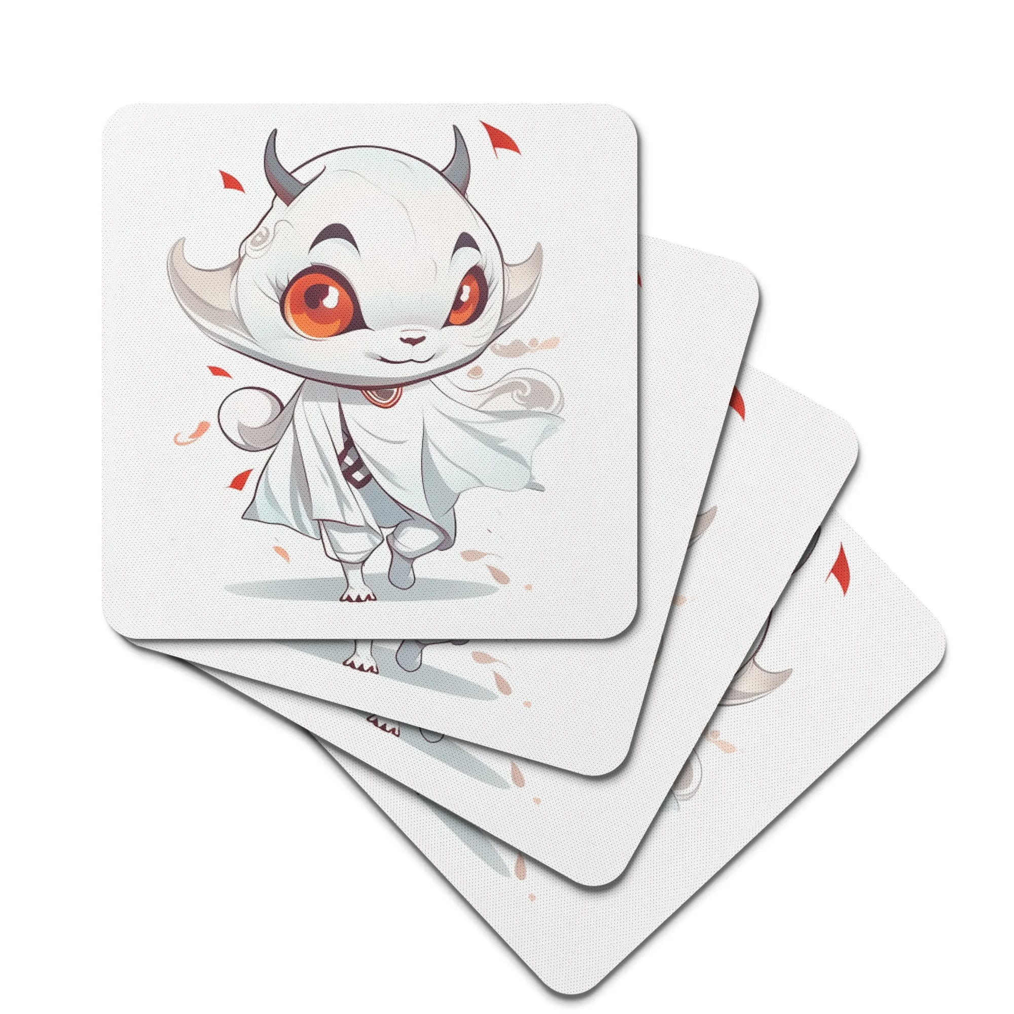 Rubber Square Coasters with Cute Demon Pattern Not Easily Deformed Soft ...