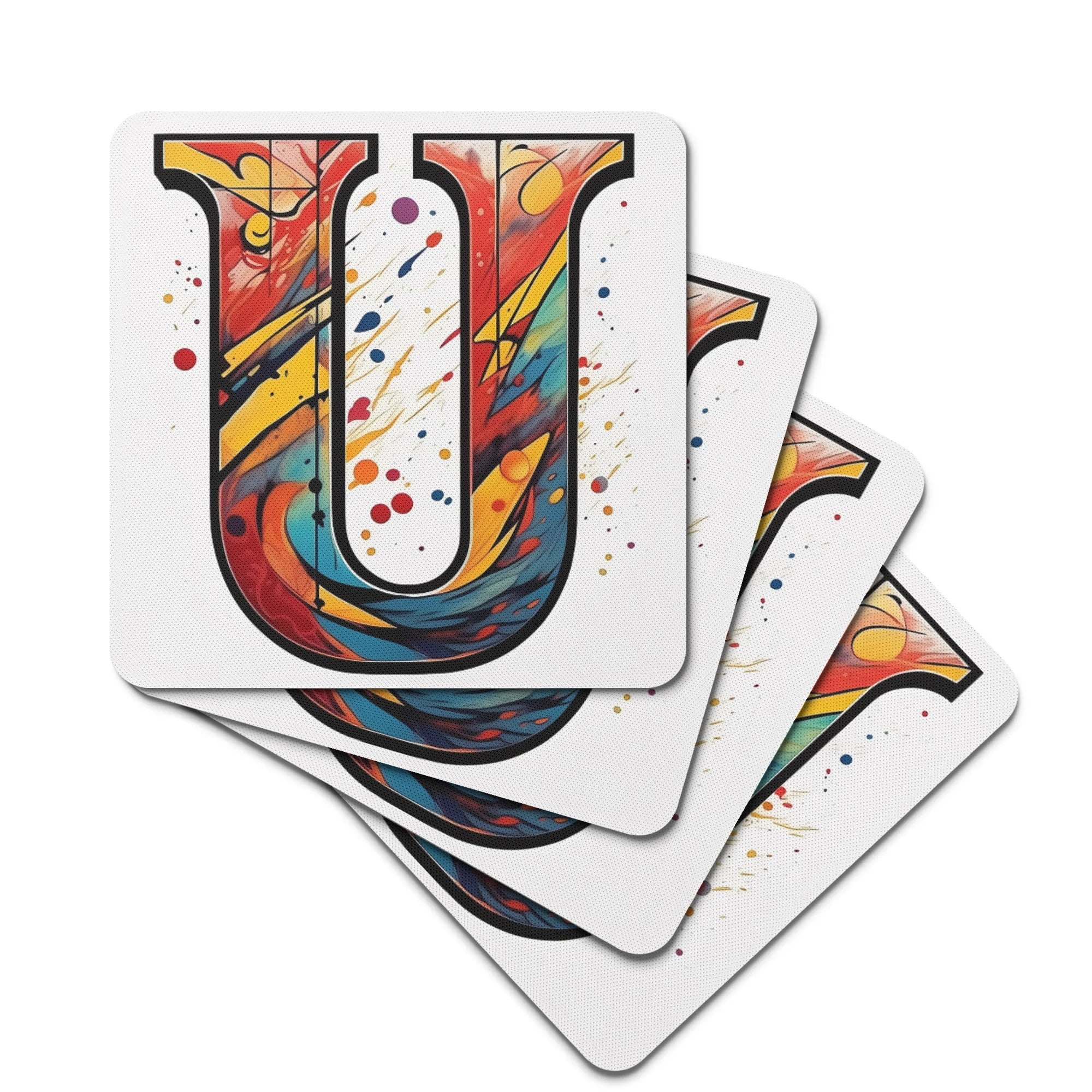 Rubber Square Coasters with Letter Patterns Not Easily Deformed, Soft ...