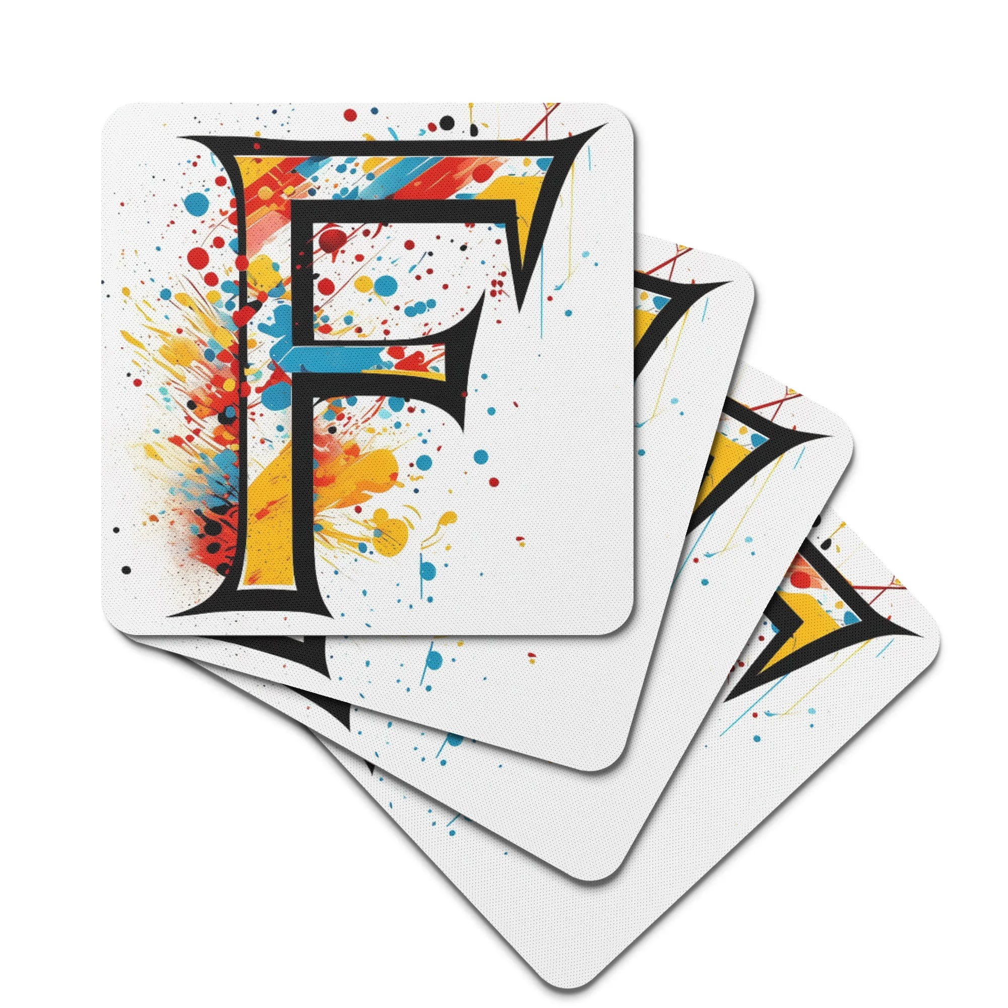 Rubber Square Coasters with Letter Patterns Not Easily Deformed, Soft ...
