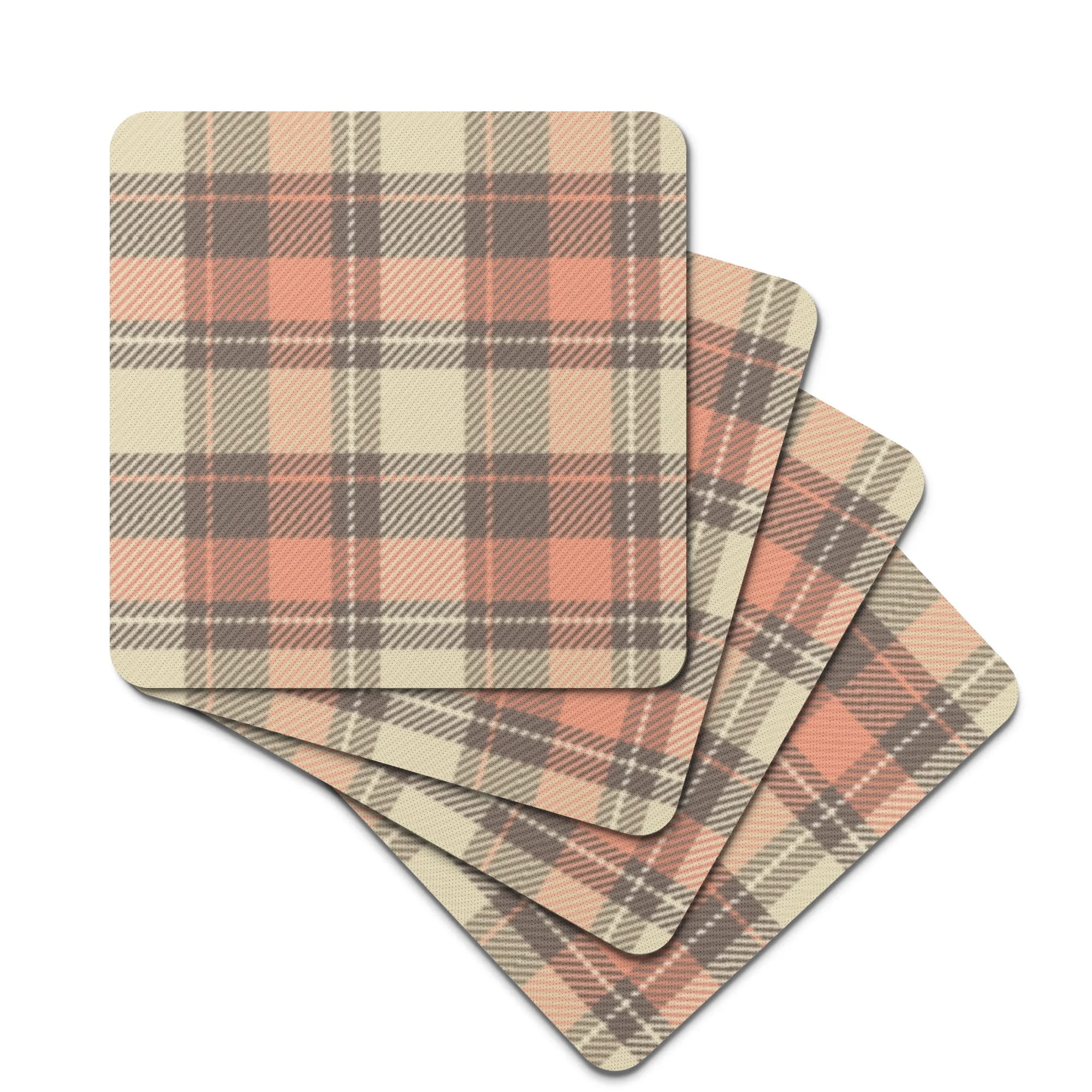 Rubber Square Coasters with Light Pink Grid Patterns Not Easily ...