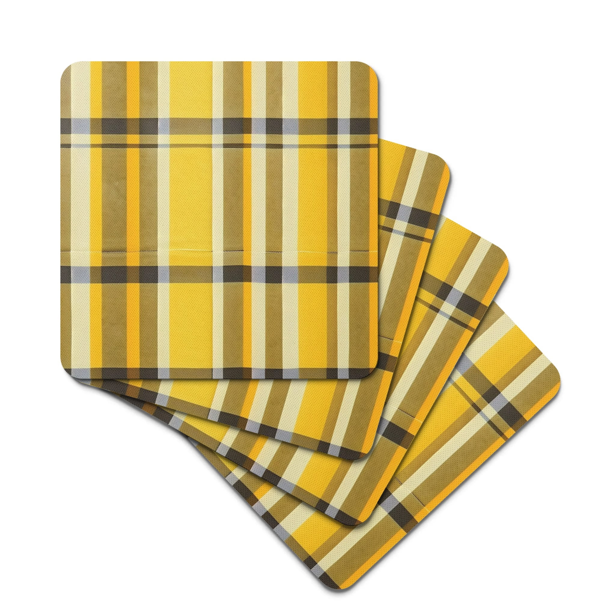 Rubber Square Coasters with Yellow Grid Pattern Not Easily Deformed ...