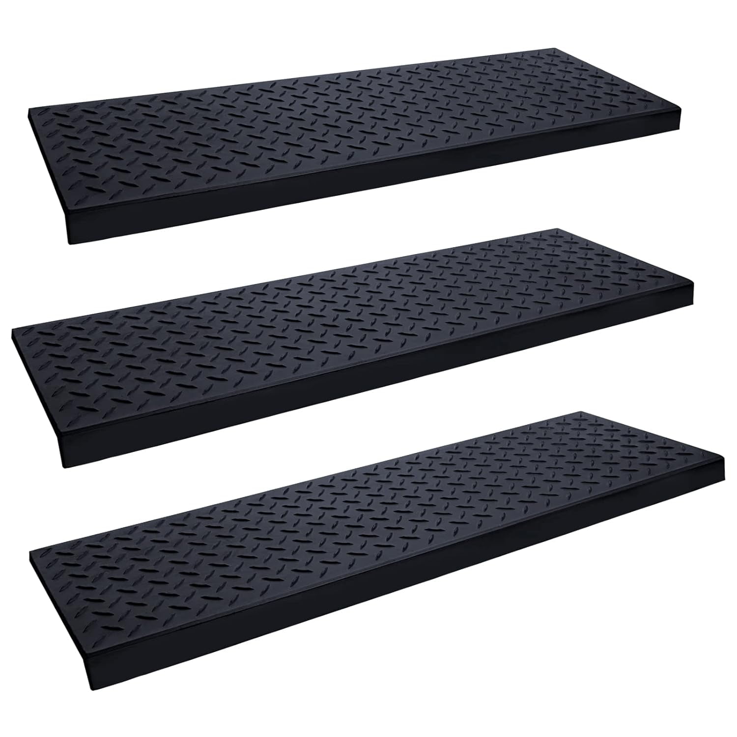 Rubber Stair Treads, 30" x 10" 3PCS Outdoor Rubber Stair Treads Non-Slip, 30 Inch Rubber Stair ...