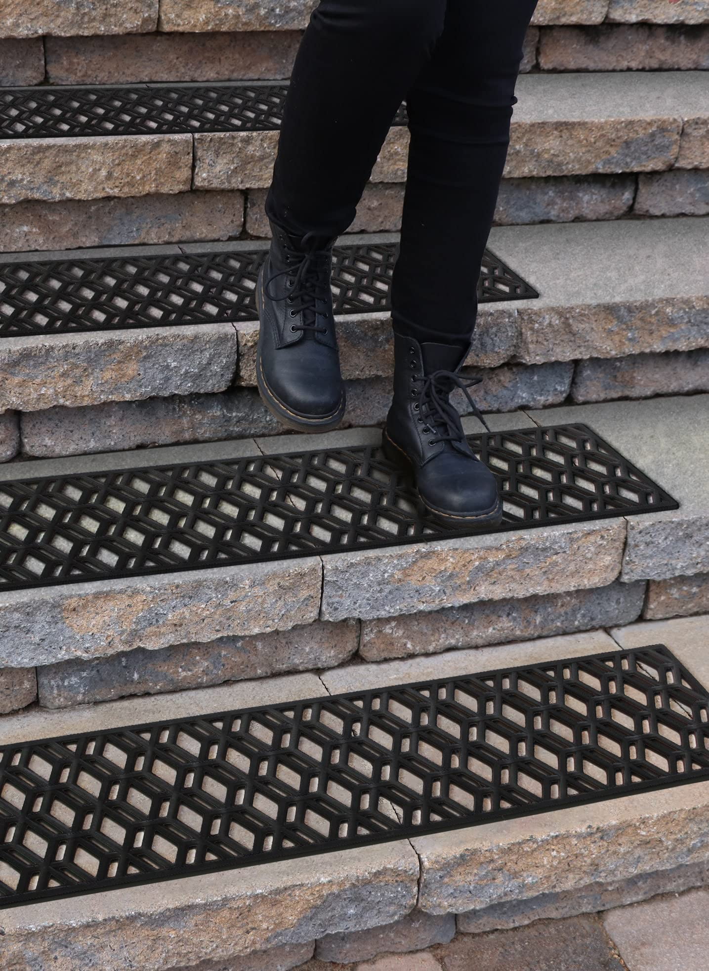 Rubber Stair Treads Non-Slip Outdoor 35”x10” (5-Pack) – Hexagon Anti ...