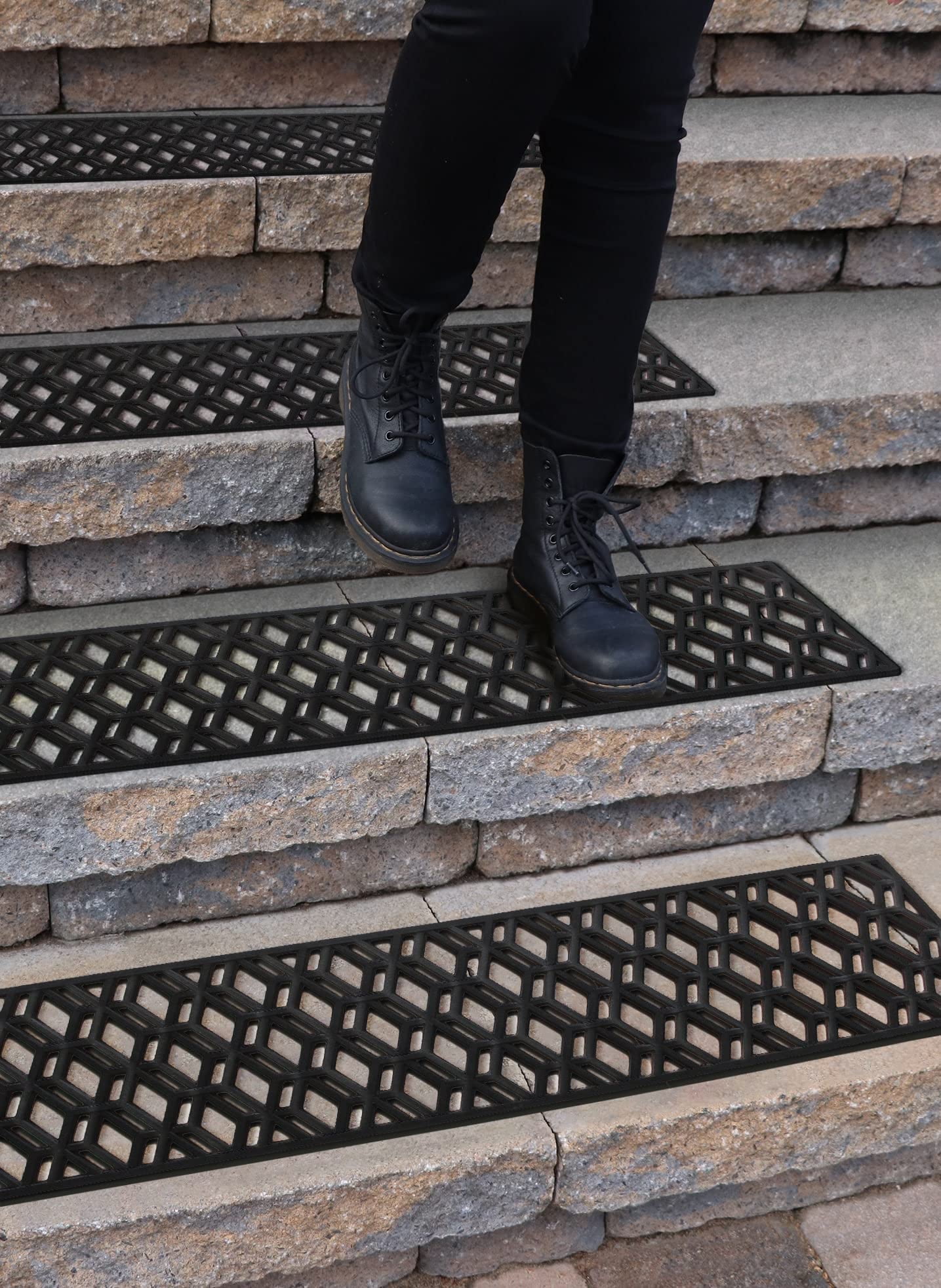 Rubber Stair Treads Non-Slip Outdoor 42”x10” (5-Pack) – Hexagon Anti ...