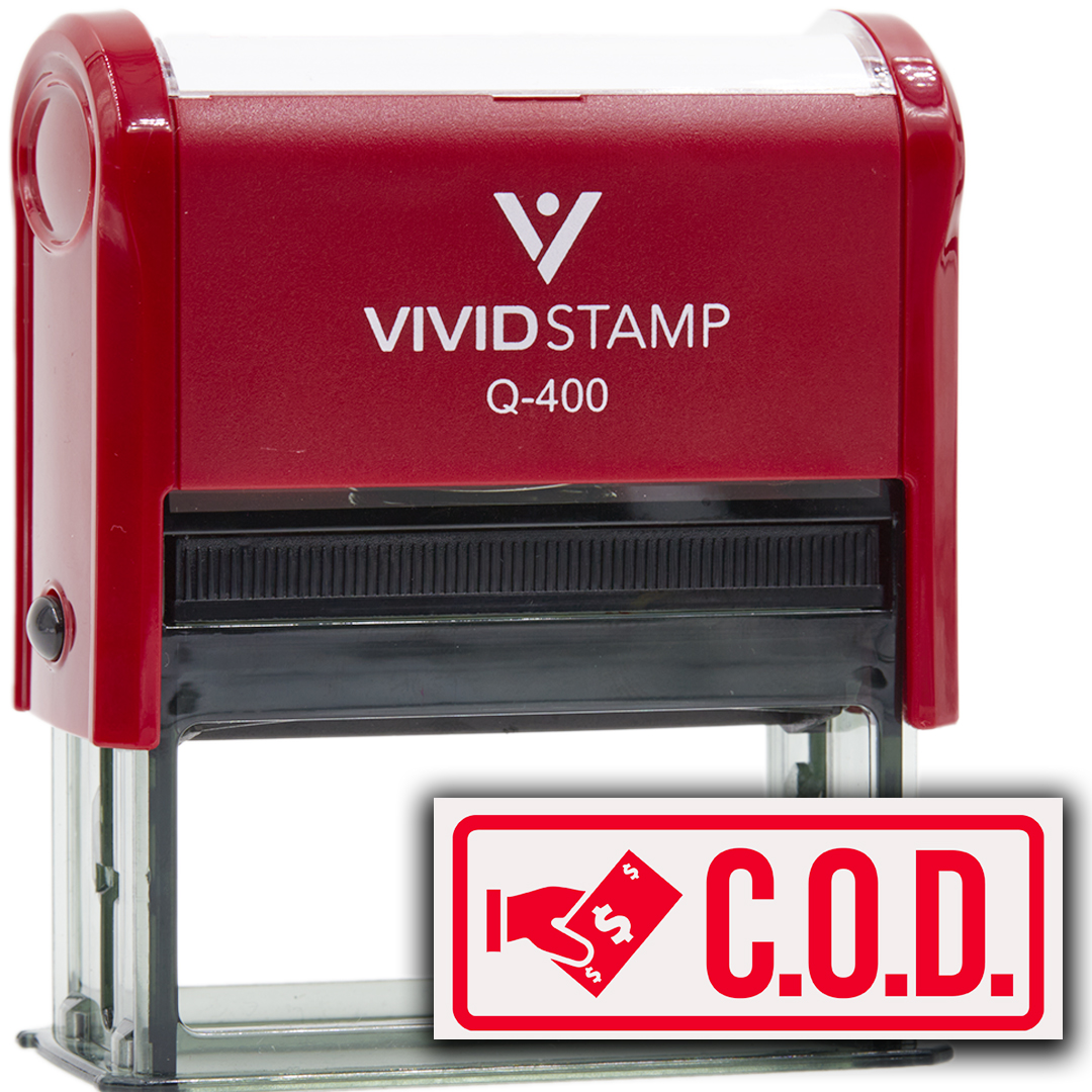 Rubber Stamp C.O.D. (Cash On Delivery) Self Inking Rubber Stamp (Red ...
