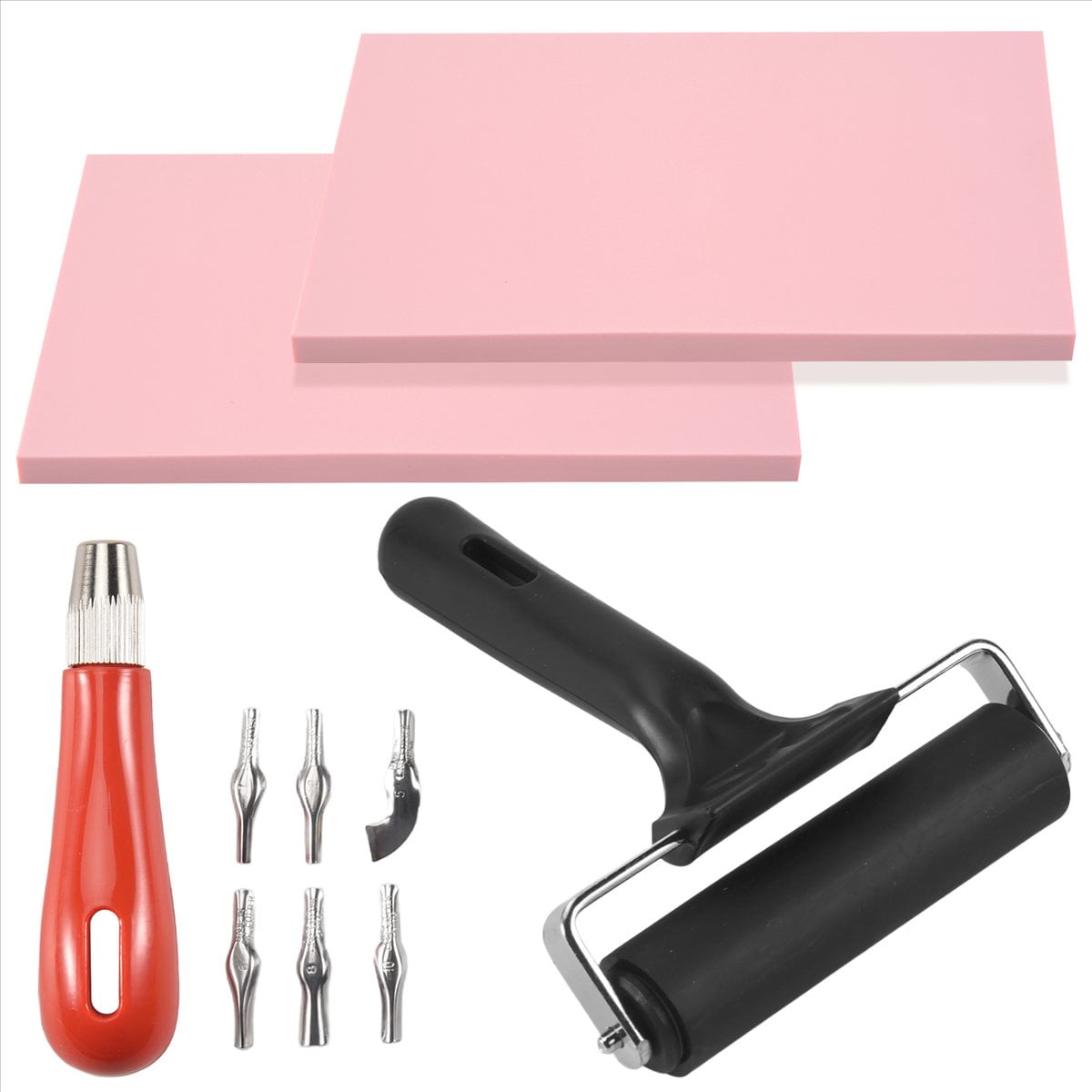 Rubber Stamp Making Kit,Block Printing Tool Kit,Linoleum Cutter with 6 ...