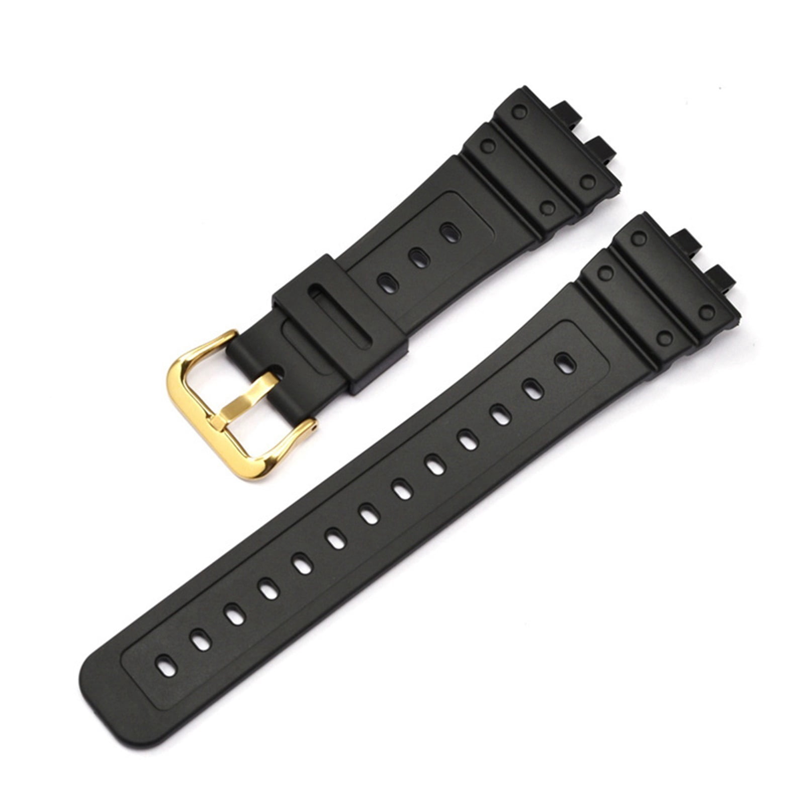 Rubber Strap Waterproof Resin Strap Sport Bracelet Watchband Gold Metal ...