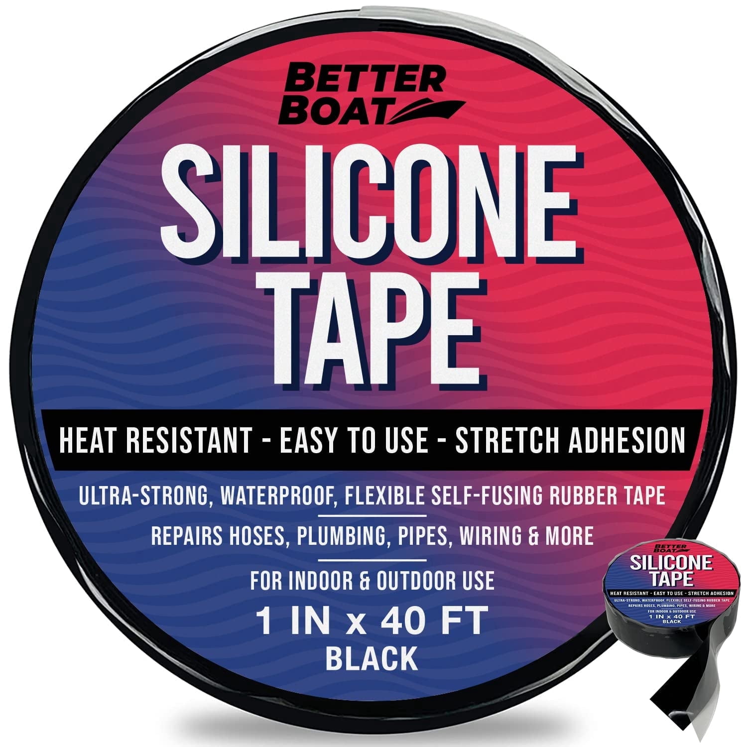 Rubber Tape Silicone Tape Self Fusing Rubber Grip Tape 1" x 40FT Black ...