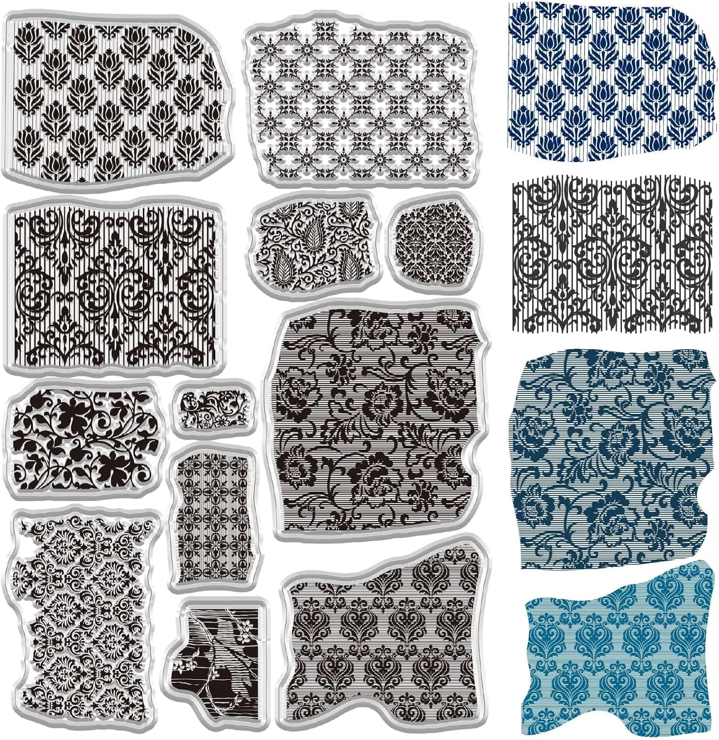 Rubber Texture Stamps Background Silicone Vintage Reusable Floral ...