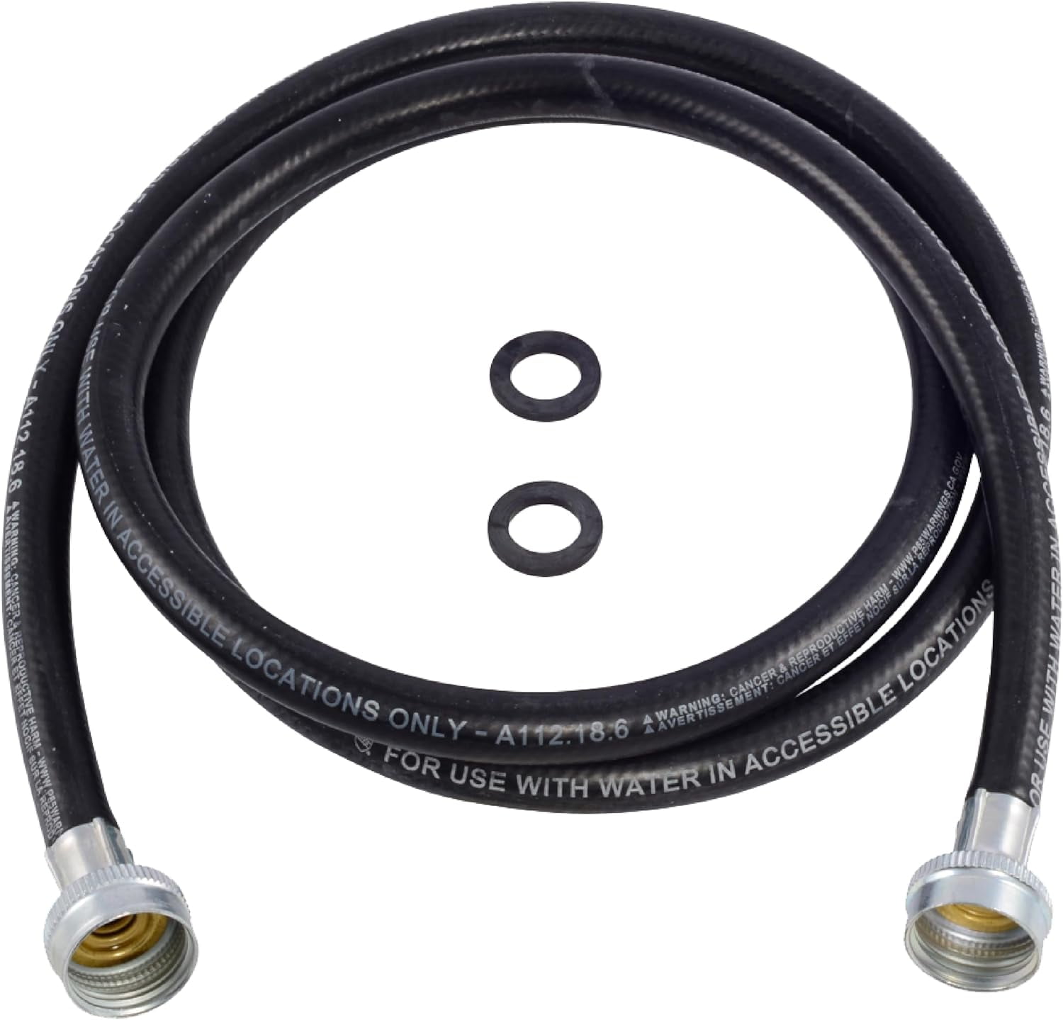 Rubber Washing Machine Hose, 3/4 Inch FHT x 3/4 Inch FHT Connection, 6 ...