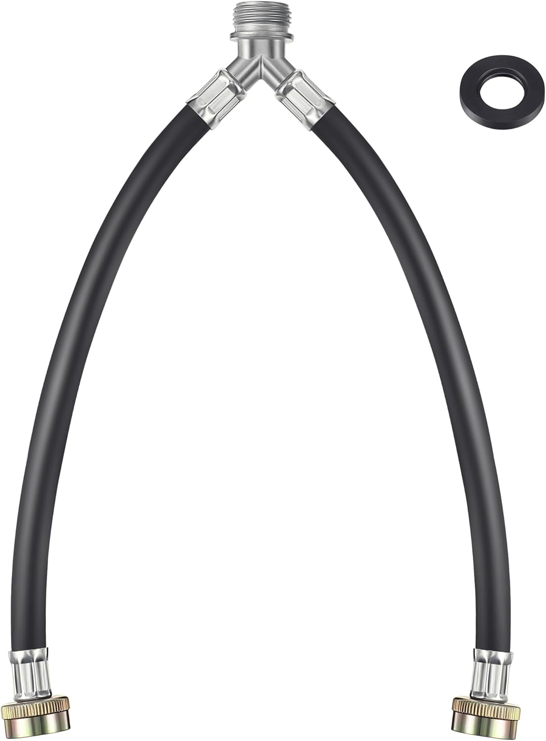 Rubber Washing Machine Y Hose, 3/4 Inch Brass Fittings, 1 ft (12 Inch ...