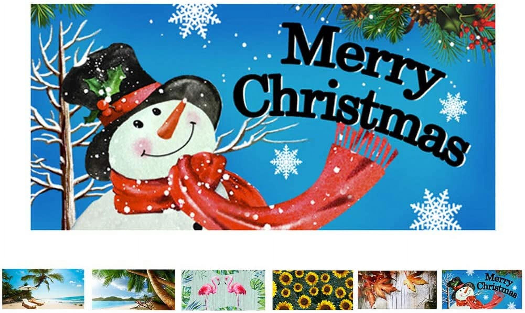 Snowman Welcome Doormat Insert, Rubber 11.3X23.2Inch, Non-Slip, Low ...