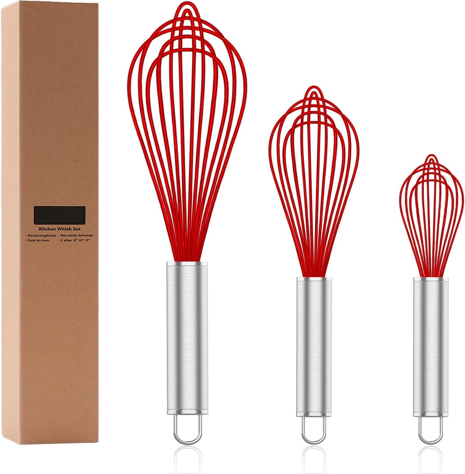 Rubber Whisk, Whisks For Cooking Non Scratch,Stainless Steel & Wisk For ...