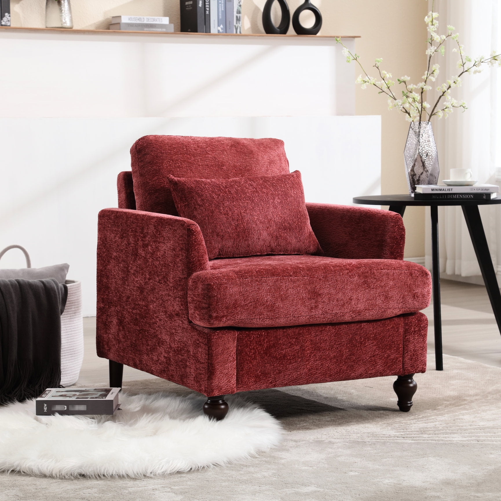 Rubber Wood Legs / Reading Session / Stylish Chenille Chair - Walmart.com