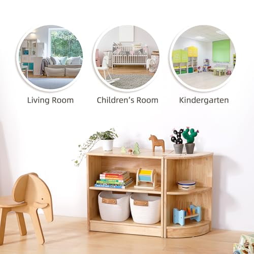 Rubber Wood Montessori Shelf and Toy Storage, 23.6" L, Compact Toddler ...