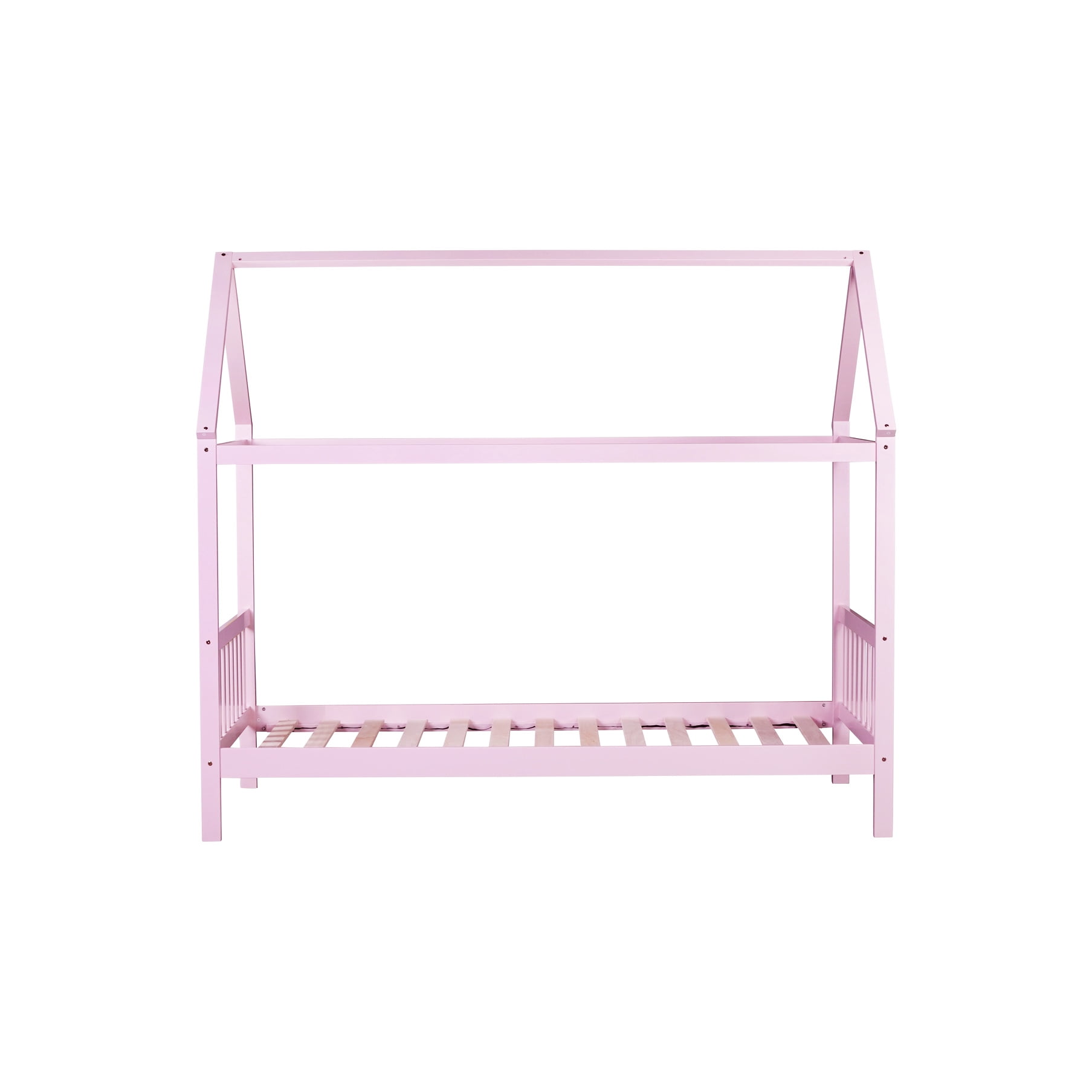 Rubber Wood Twin Bed With House Structure - Spacious Underbed For ...