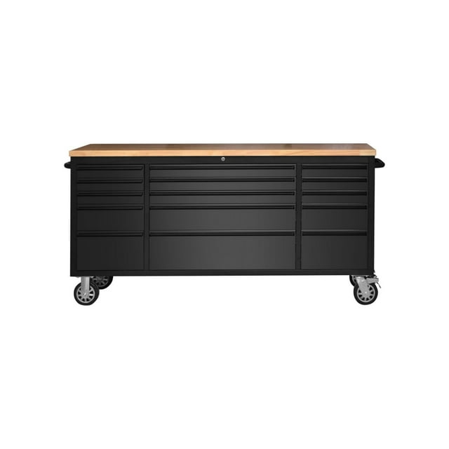 Rubber Wood Workbench, Rolling Tool Chest with Drawers, Mobile Tool Box ...