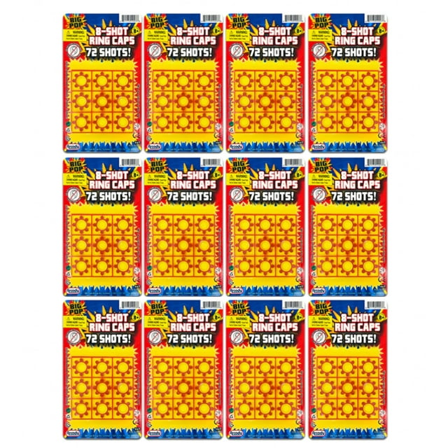 8 Shot Ring Cap Refills for Toy Cap Gun: 12 Cards/Pack (864 Shots total ...