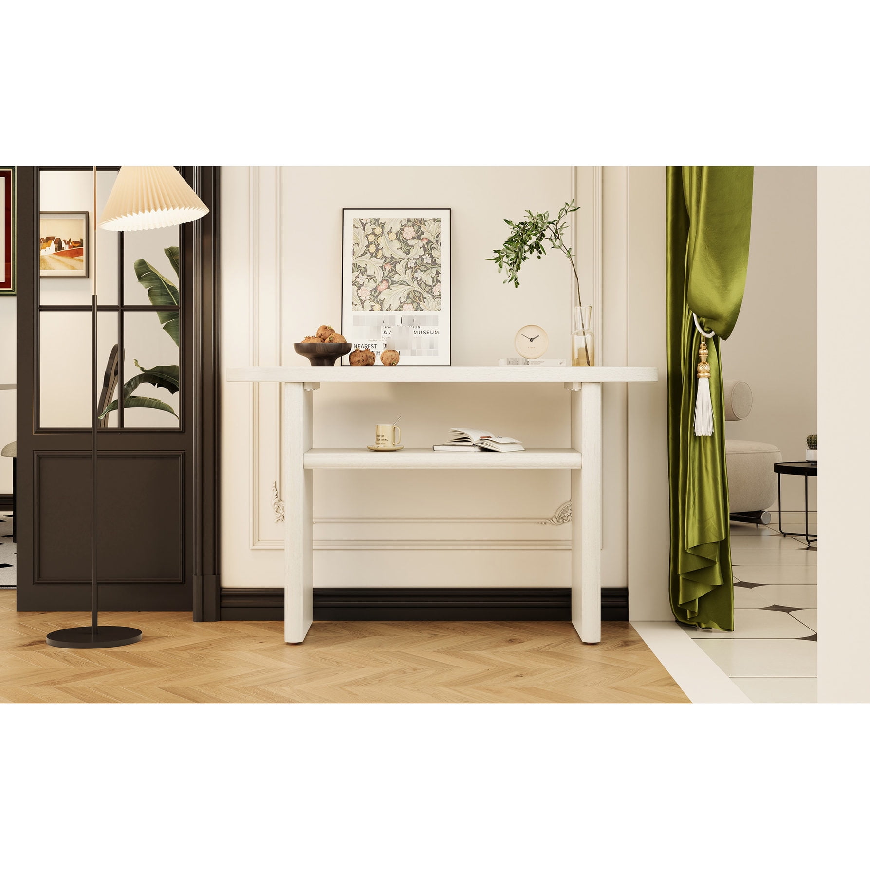 Rubber veneer, sleek console table | Good for dining spaces, adds ...