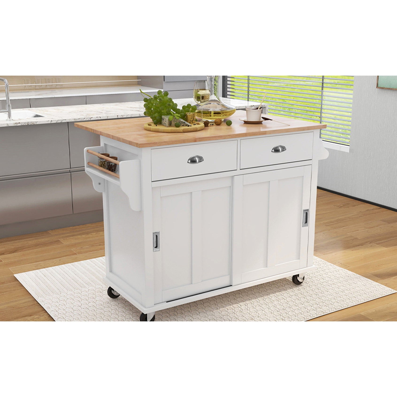 Rubber wood construction, 4 - wheel mobility / Timeless look, easy ...
