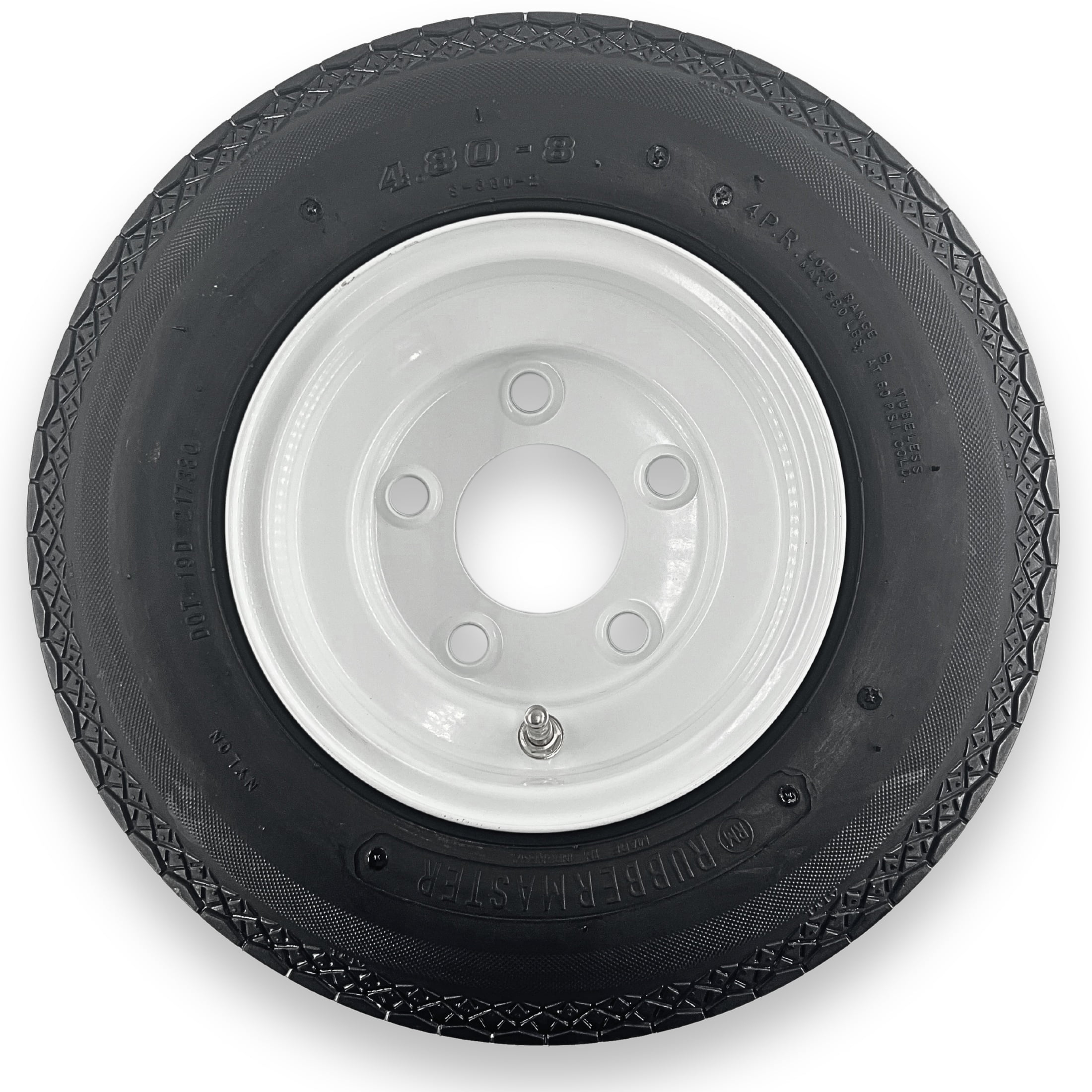 RubberMaster 4.80-8 6 Ply Highway Rib Tire and 5 on 4.5 Stamped ...