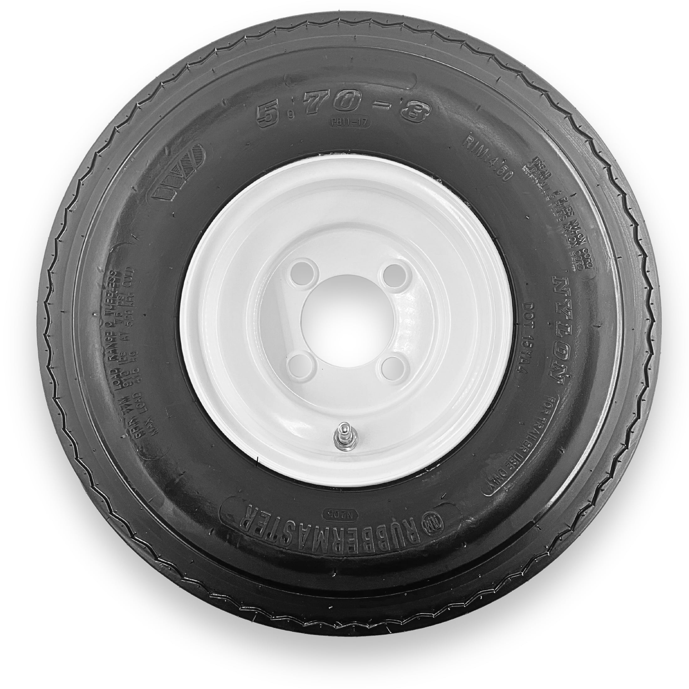RubberMaster 5.70-8 8 Ply Highway Rib Tire and 4 on 4 Stamped - Walmart.com