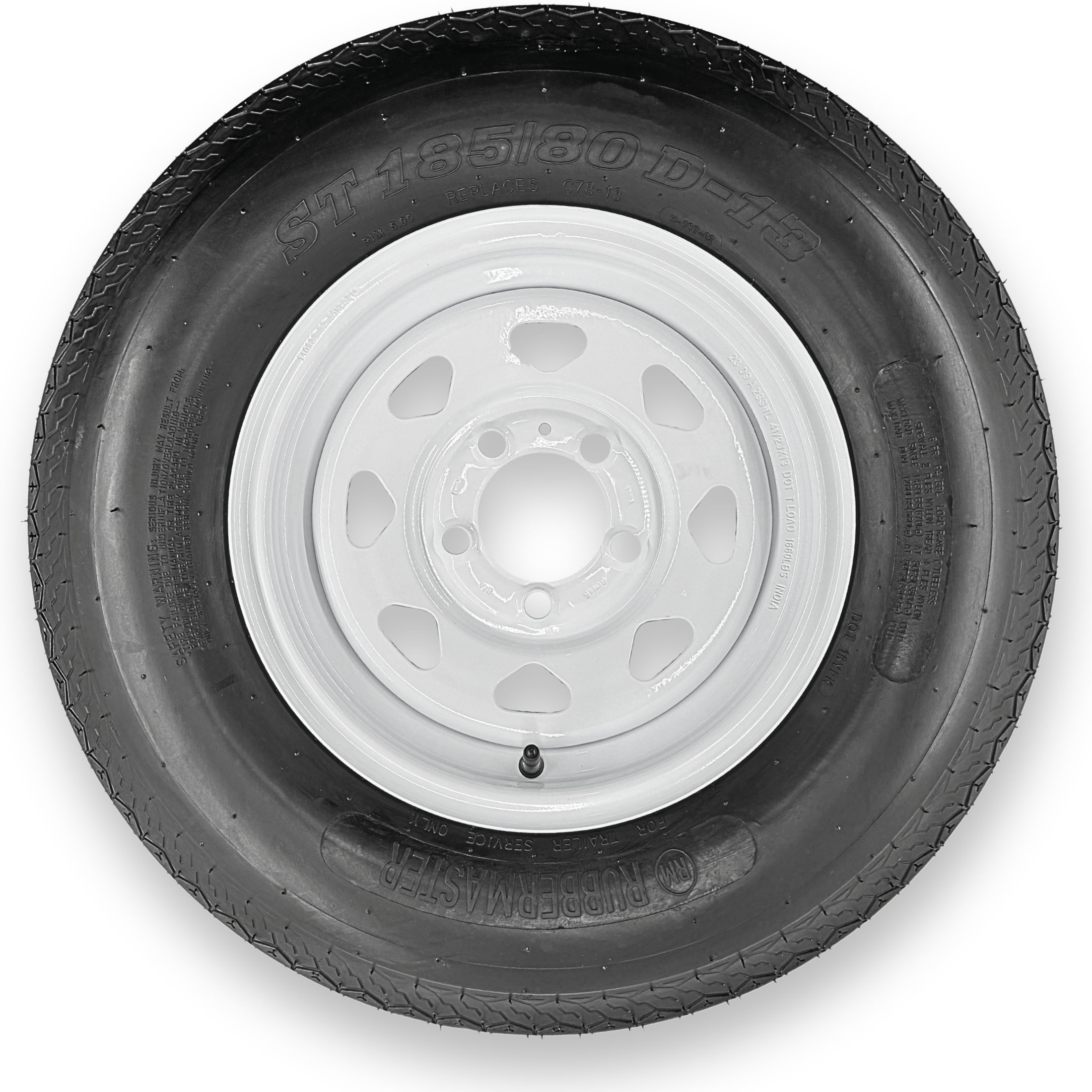 RubberMaster C78-13 (ST185/80D13) 6 Ply Highway Rib Tire and 5 on 4.5 ...