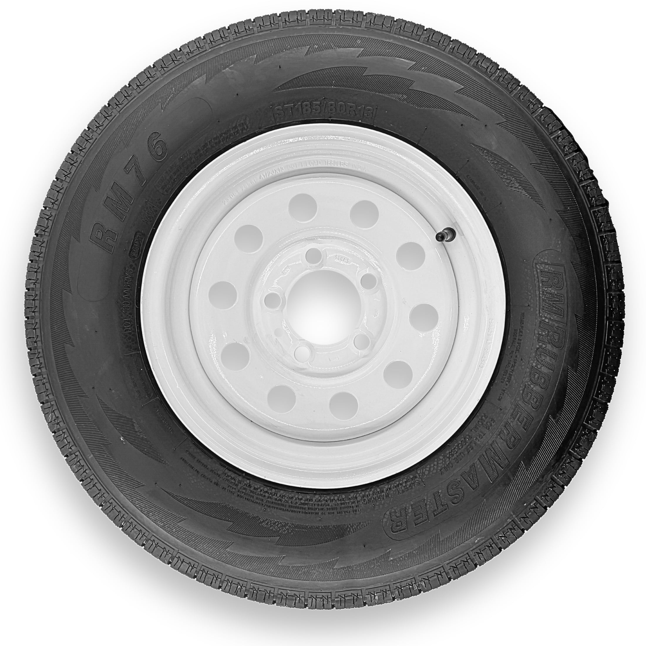 RubberMaster ST185/80R13 6 Ply Highway Rib Tire and 5 on 4.5 Modular ...