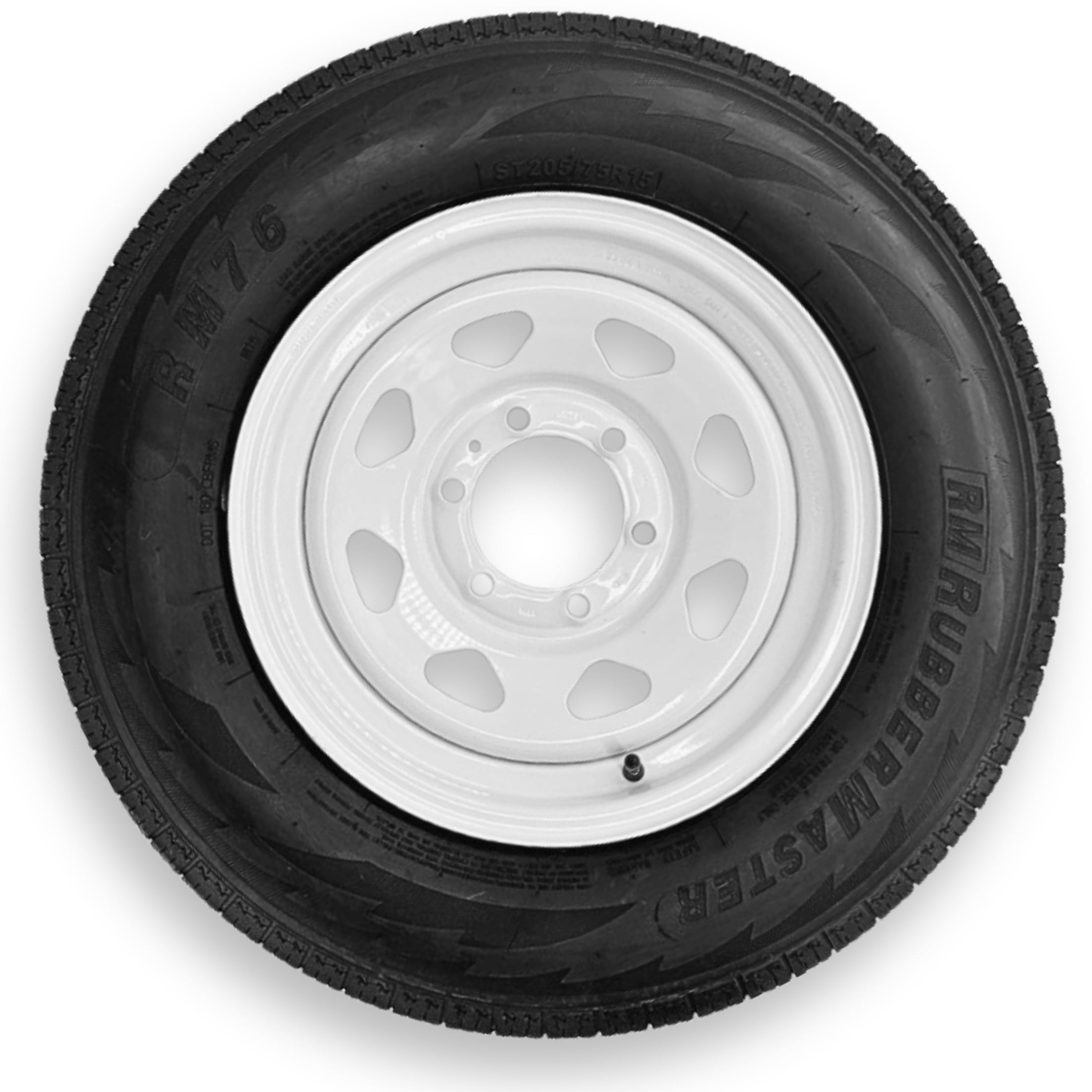 RubberMaster ST205/75R15 6 Ply Highway Rib Tire and 6 on 5.5 Eight ...