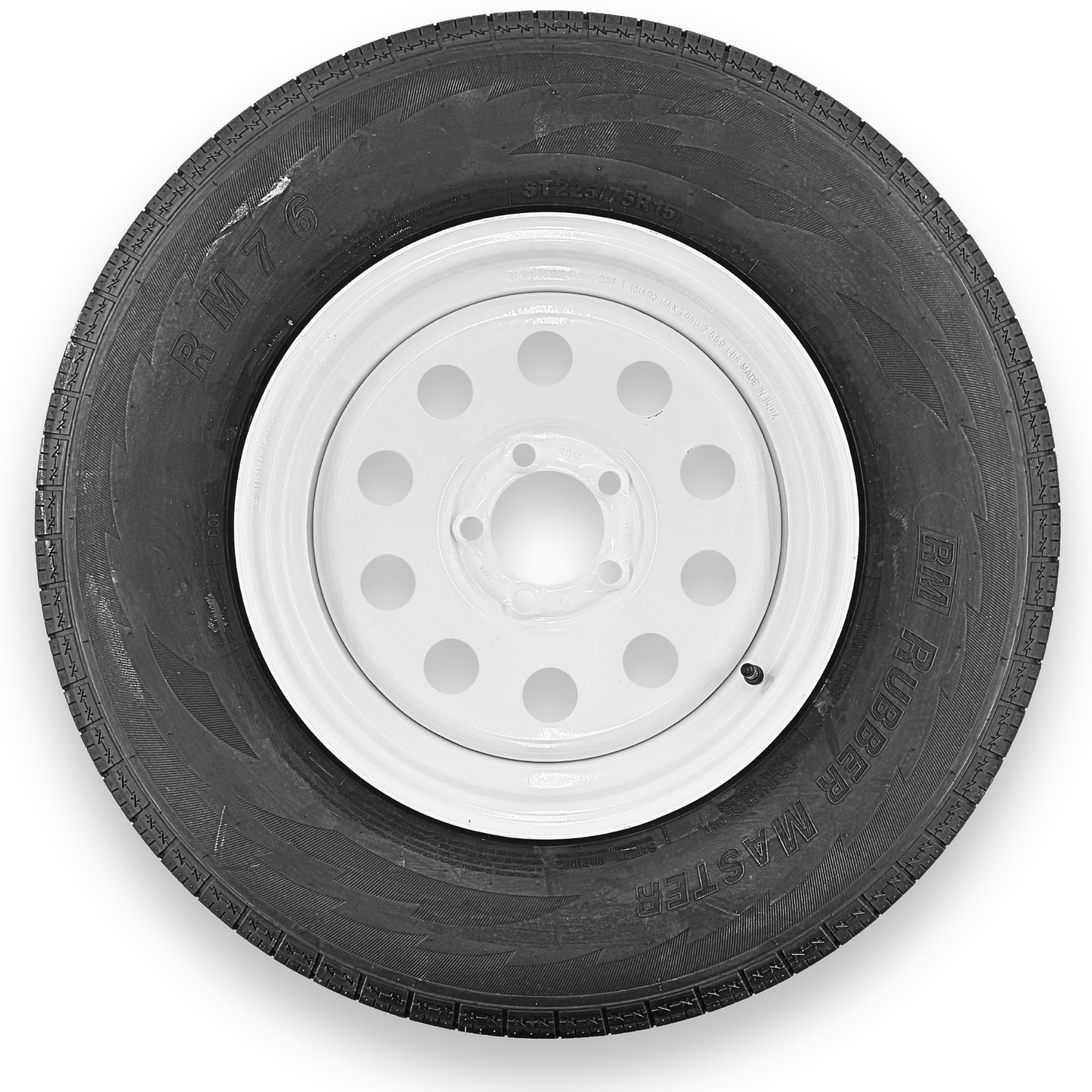 RubberMaster ST225/75R15 8 Ply Highway Rib Tire and 6 on 5.5 Modular ...