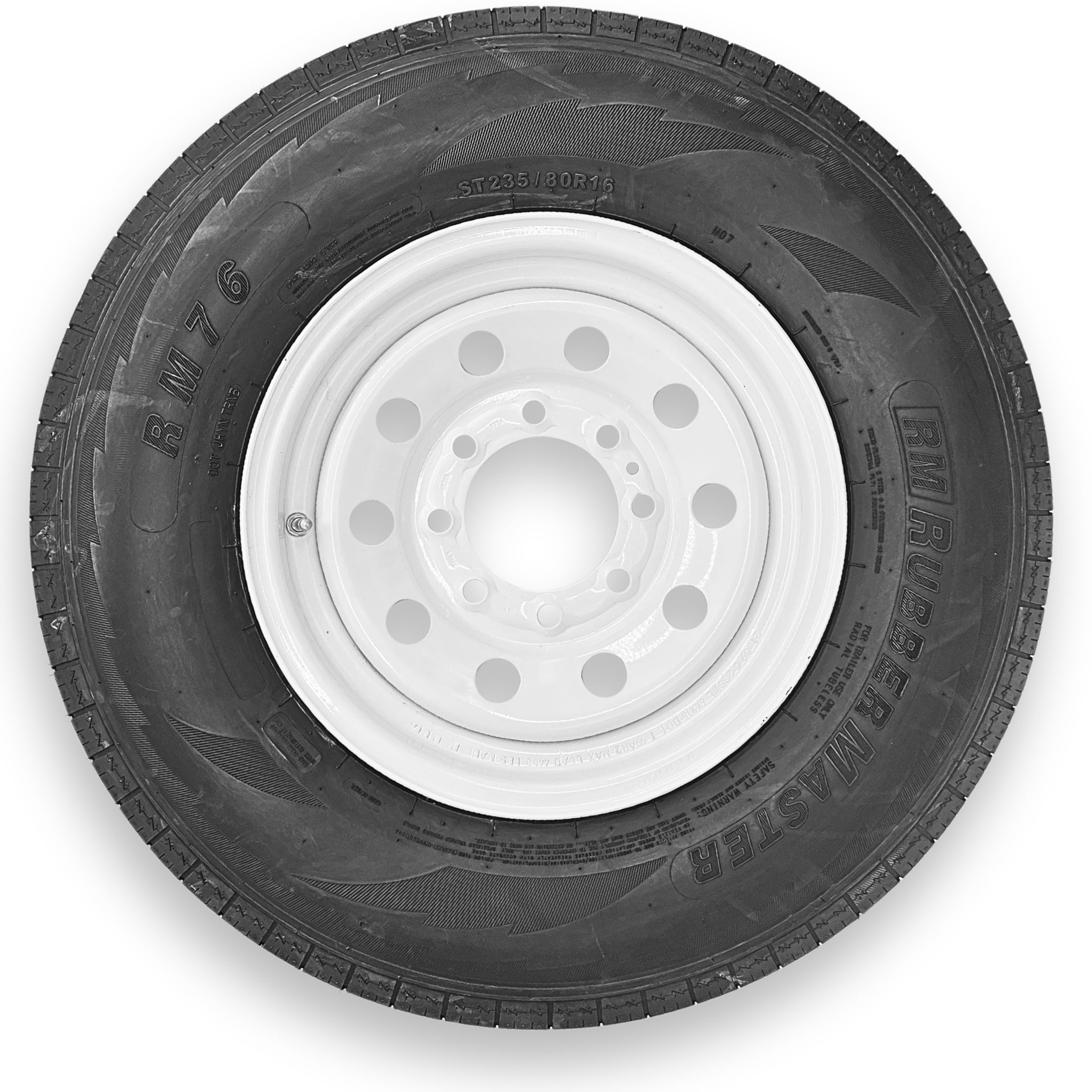 RubberMaster ST235/80R16 10 Ply Highway Rib Tire and 8 on 6.5 Modular ...