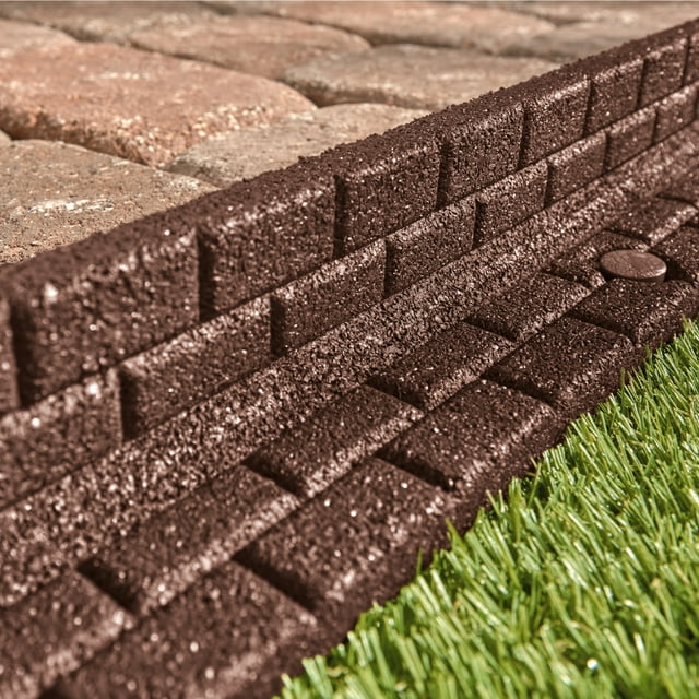 Rubberific 4 Ft. L. Brown Rubber Brickface Landscape Edging for Gardens ...