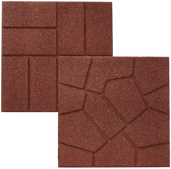 Rubberific Dual Sided Rubber Paver Tile - 16" X 16" X 3/4" (Red, 8 ...