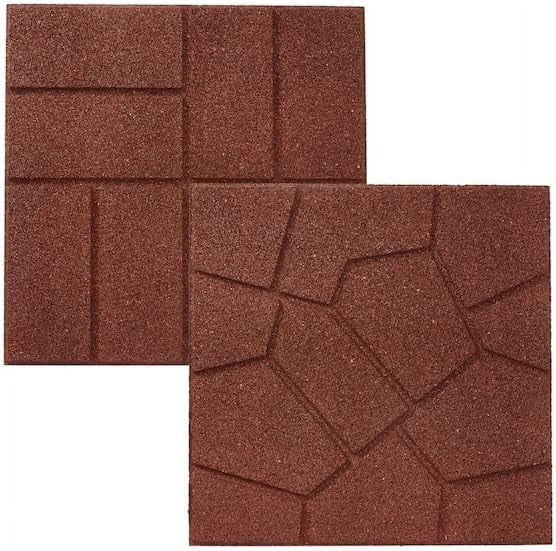 Rubberific Dual Sided Rubber Paver Tile - 16" X 16" X 3/4" (Red, 8 ...