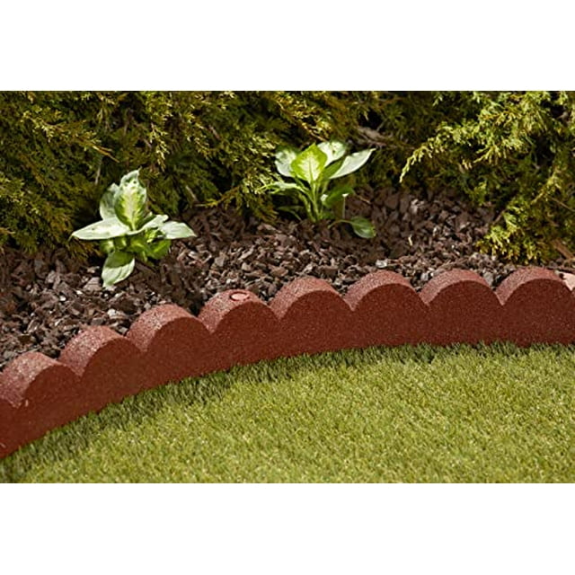 Rubberific Rubber 4-Foot Scalloped Landscape Edging - 4 Pack (Red ...