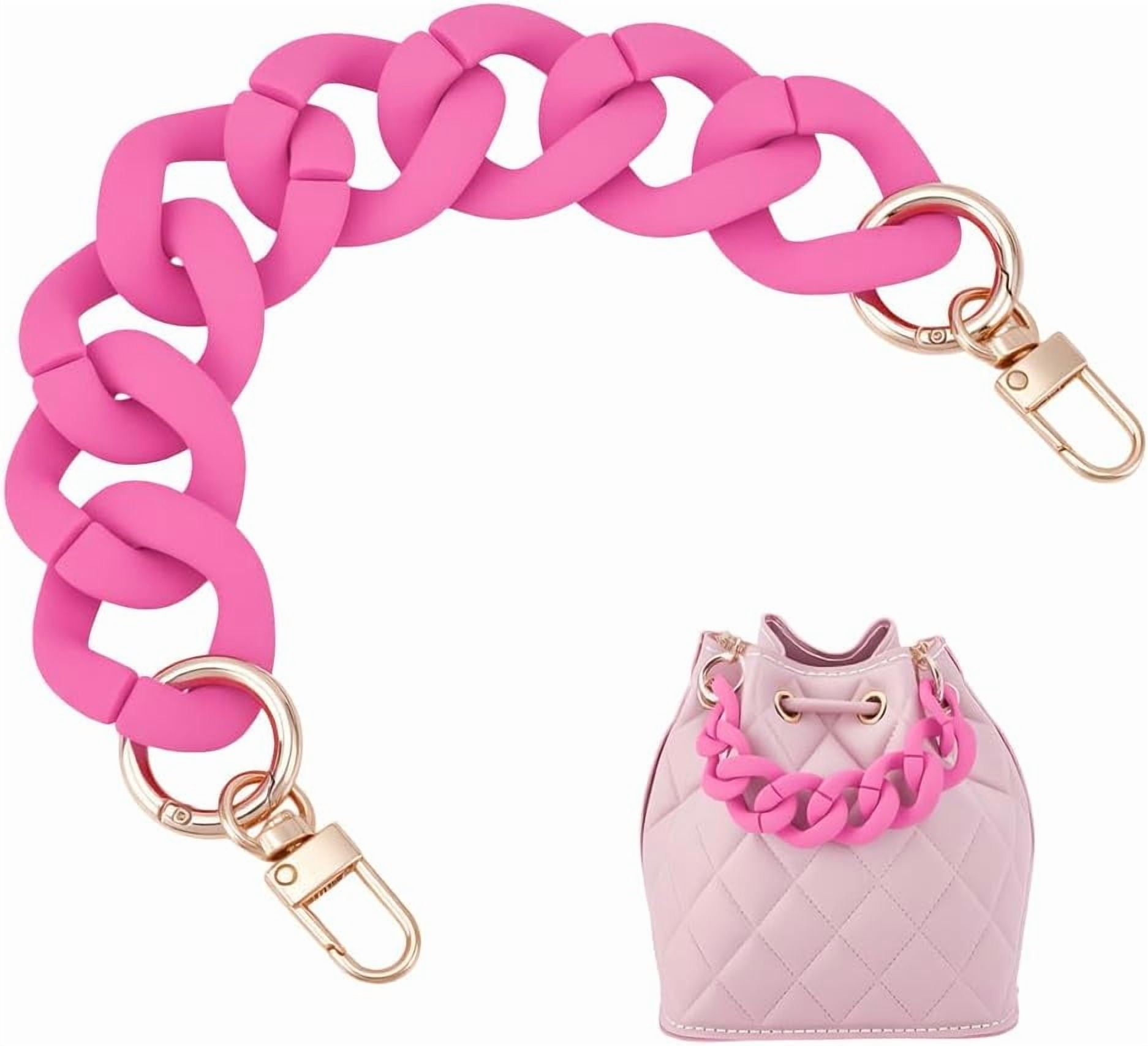 Rubberized Acrylic Cuban Link Chain Bag Chains with Golden Tone Swivel ...