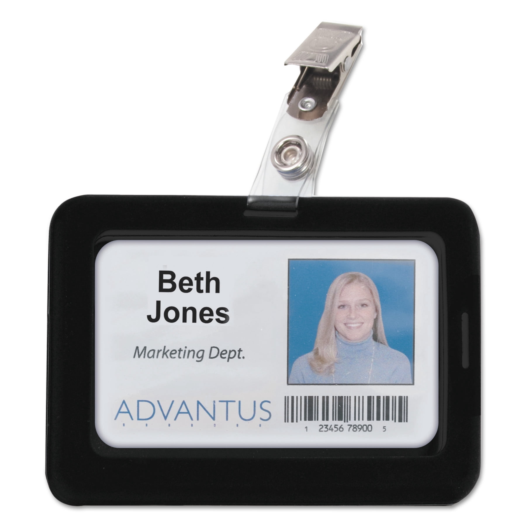 Rubberized Badge Holder, 2 1/2 x 3 3/4, Horizontal/Vertical, Black, 5 ...