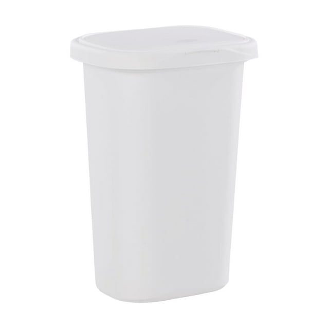 Rubbermaid White 13 gal Garbage Lid Container, Spring Top Plastic ...