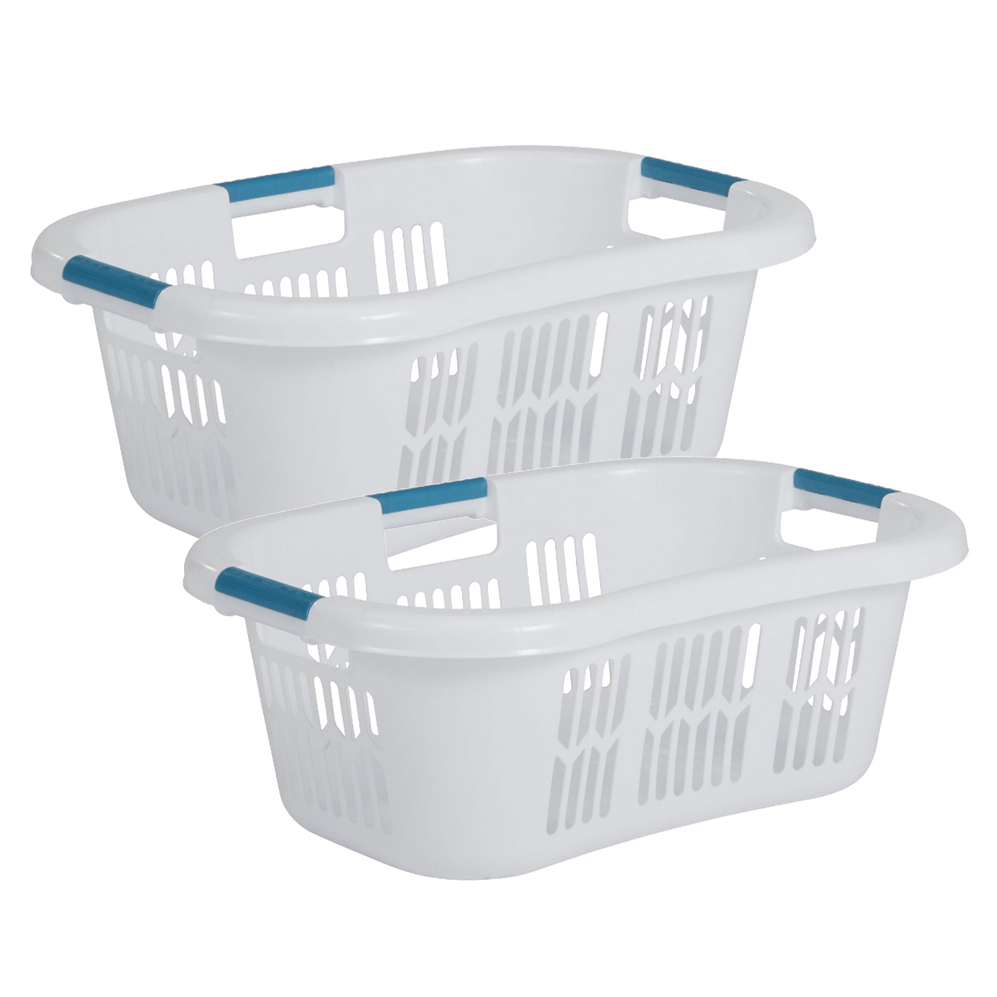Rubbermaid Portable Plastic Laundry Basket with Clothes Handles, 2.1 ...