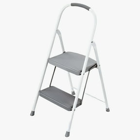 COSCO Portable 2-Step Foldable Steel Step Stool, 200lbs, Cool Gray for ...