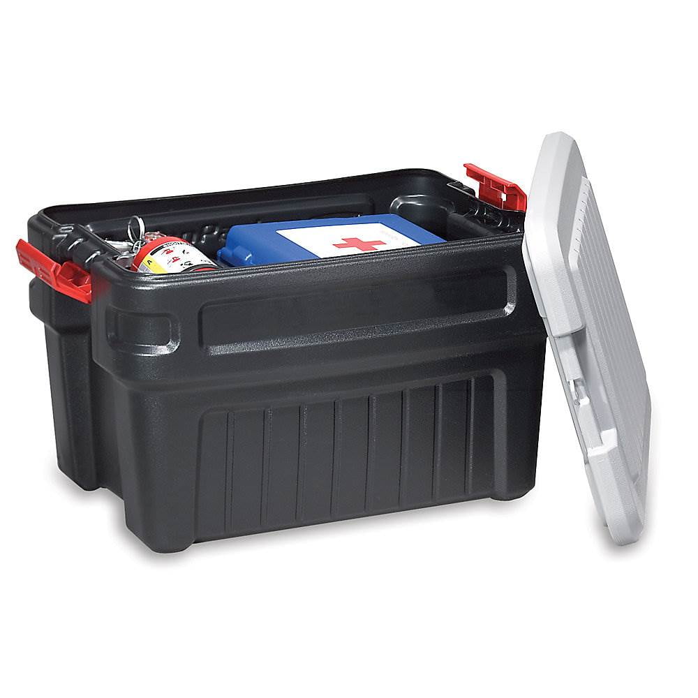 Rubbermaid Heavy Duty 24 Gal Tough Lid Storage ActionPacker Box, Black ...