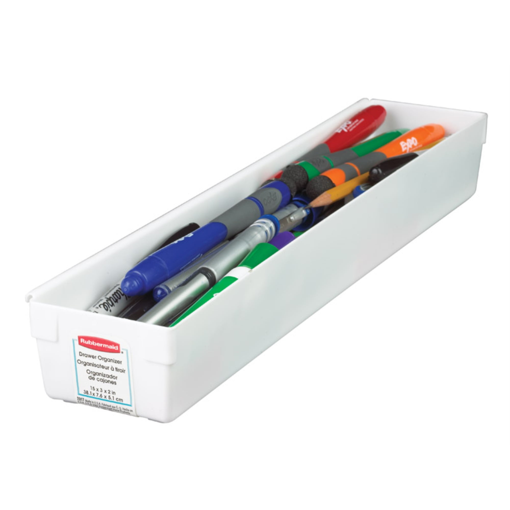 Rubbermaid 2917-RD WHT Plastic Drawer Organizer, 15" x 3" x 2", White ...