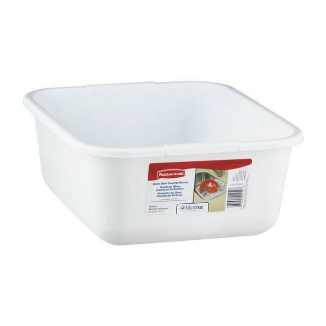 Rubbermaid 2951-AR-WHT Microban Plastic Rectangular Dishpan, White, 11. ...