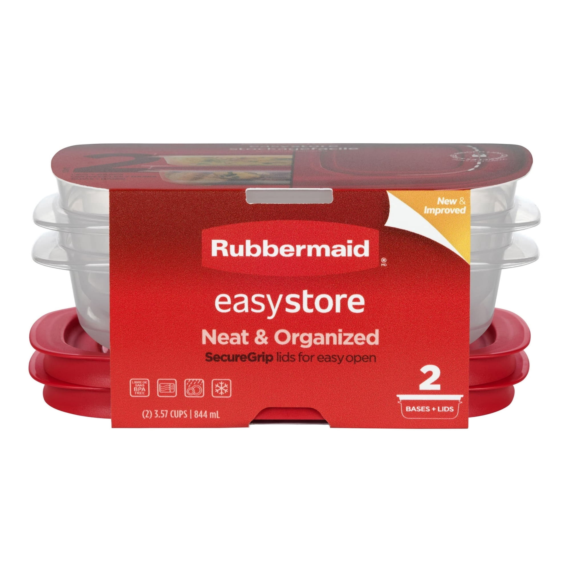 Rubbermaid 3.57-Cup EasyStore Rectangle Containers, 2 Pack, Food ...