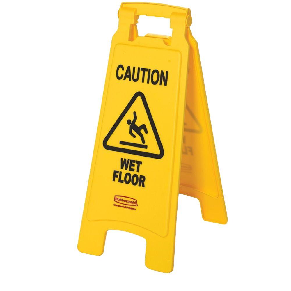 Rubbermaid 6112-77-YEL "Caution Wet Floor" 2-Sided Floor Sign, Yellow ...
